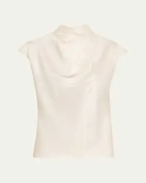 Veronica Beard Leilany Draped Silk Top