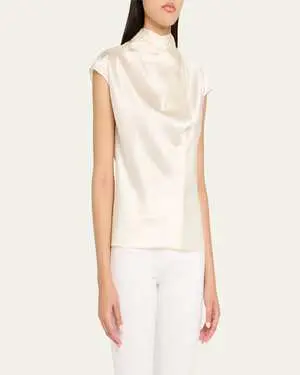 Veronica Beard Leilany Draped Silk Top