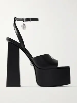 Versace Embellished Leather Platform Sandals