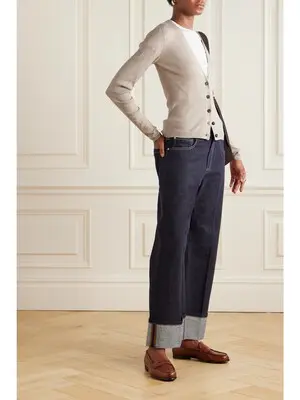 Brunello Cucinelli Metallic Ribbed-knit Cardigan
