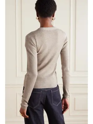 Brunello Cucinelli Metallic Ribbed-knit Cardigan