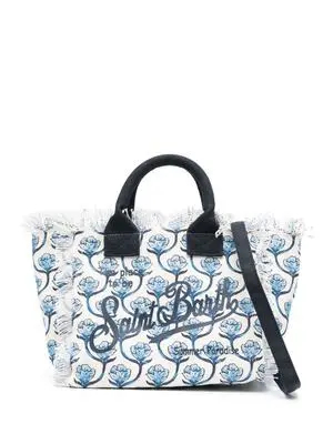 MC2 SAINT BARTH Knitted Top Handle Bag Blu E Bianco