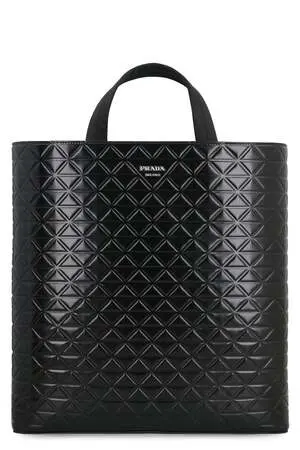 Prada Smooth Leather Tote Bag - Black