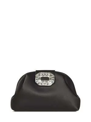 Amina Muaddi Camelia Satin Clutch - Black