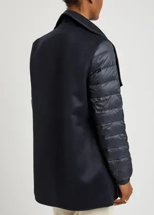 Moncler Quilted Wool Cape Coat - Blue Dark