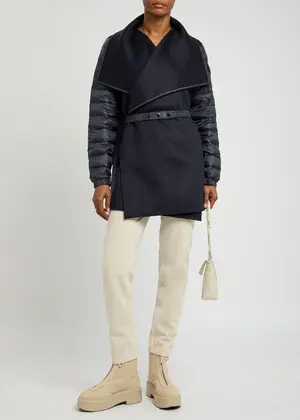 Moncler Quilted Wool Cape Coat - Blue Dark