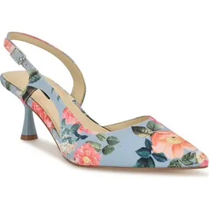 Nine West Renela Pointed Toe Slingback Pumps - Blue Floral