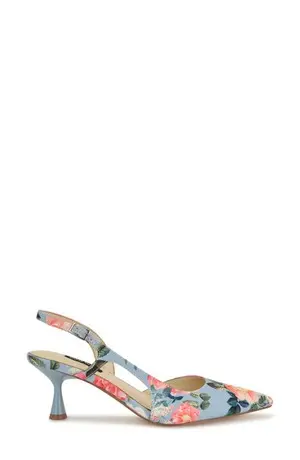 Nine West Renela Pointed Toe Slingback Pumps - Blue Floral