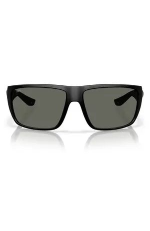 COSTA DEL MAR 64mm Rectangular Sunglasses - Matte Black/ Gray