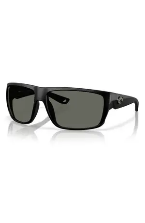 COSTA DEL MAR 64mm Rectangular Sunglasses - Matte Black/ Gray