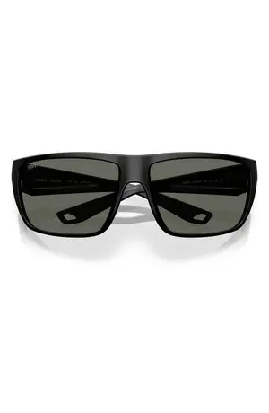 COSTA DEL MAR 64mm Rectangular Sunglasses - Matte Black/ Gray