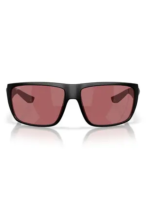 COSTA DEL MAR 64mm Rectangular Sunglasses - Matte Black/ Rose