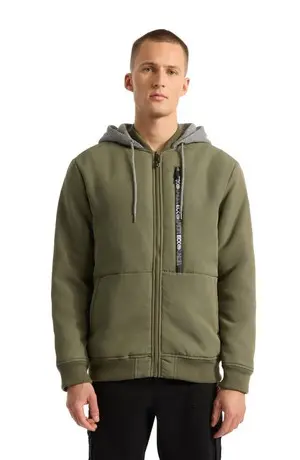 ECKO UNLTD. Faux Shearling Varsity Jacket - Olive
