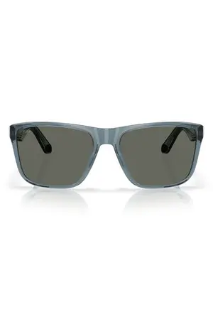 COSTA DEL MAR 59mm Polarized Rectangle Sunglasses - Translucent Blue/gray 580g