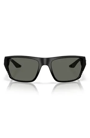 COSTA DEL MAR Finlet 59mm Polarized Rectangle Sunglasses - Matte Black/ Gray 580g