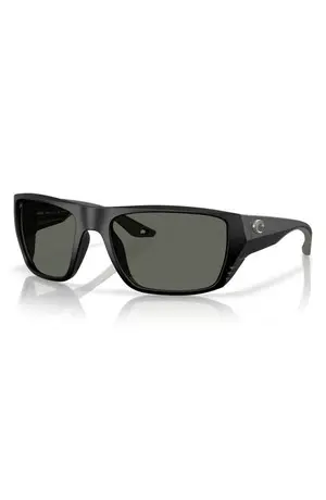 COSTA DEL MAR Finlet 59mm Polarized Rectangle Sunglasses - Matte Black/ Gray 580g