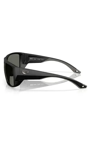 COSTA DEL MAR Finlet 59mm Polarized Rectangle Sunglasses - Matte Black/ Gray 580g