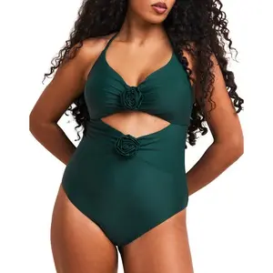 ADORE ME Floral One-piece Swimsuit - Dark Green