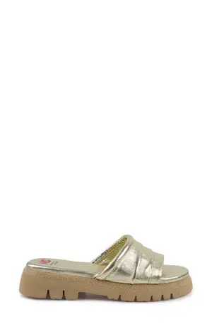 NATIONAL COMFORT Ferna Platform Slide Sandal - Gold Leather