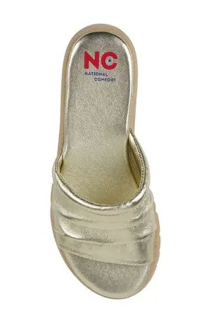 NATIONAL COMFORT Ferna Platform Slide Sandal - Gold Leather