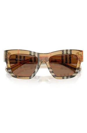Burberry 53mm Square Sunglasses - Check Sand/dark Brown