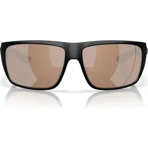 COSTA DEL MAR 64mm Rectangular Sunglasses - Black/ Copper Silver 580g