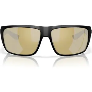 COSTA DEL MAR 64mm Rectangular Sunglasses - Black/ Sunrise Silver 580g