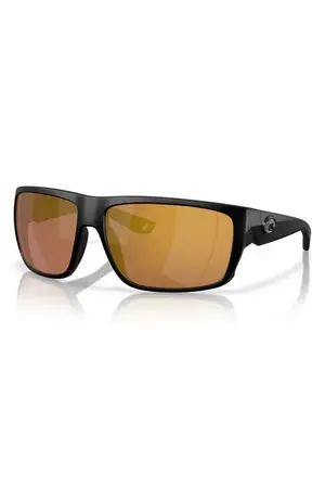 COSTA DEL MAR 64mm Rectangular Sunglasses - Matte Black/ Gold Mirror 580g