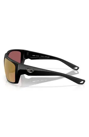 COSTA DEL MAR 64mm Rectangular Sunglasses - Matte Black/ Gold Mirror 580g