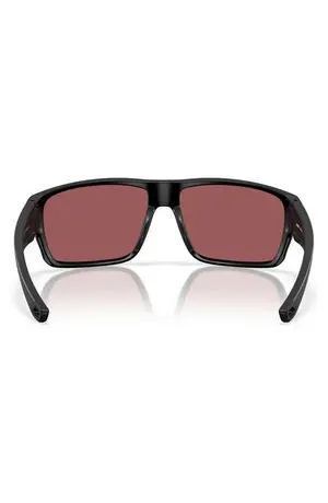 COSTA DEL MAR 64mm Rectangular Sunglasses - Matte Black/ Gold Mirror 580g