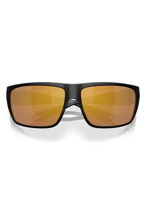 COSTA DEL MAR 64mm Rectangular Sunglasses - Matte Black/ Gold Mirror 580g