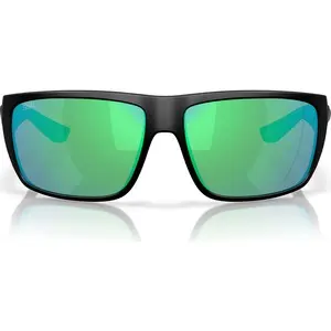 COSTA DEL MAR 64mm Rectangular Sunglasses - Matte Black/green Mirror 580g