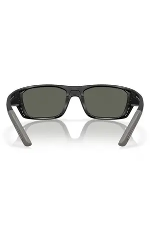 COSTA DEL MAR 57mm Polarized Rectangular Sunglasses - Matte Black/ Gray 580g
