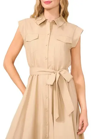 CECE DUPRAZ Short Sleeve Cotton Midi Shirtdress