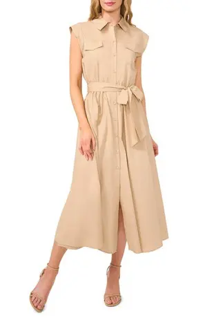 CECE DUPRAZ Short Sleeve Cotton Midi Shirtdress