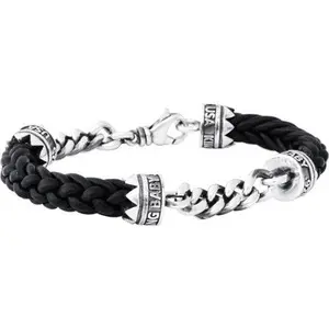 KING BABY STUDIO Double Chain And Leather Bracelet