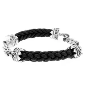 KING BABY STUDIO Double Chain And Leather Bracelet