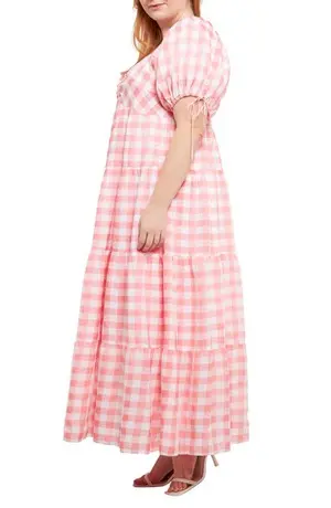 English Factory Knotted Gingham Maxi Dress