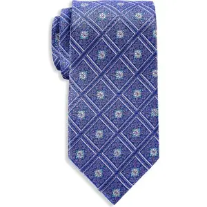 OAK HILL PREMIUM BY DXL Big & Tall Medallion Silk Tie Oak Hill Premium - Blue