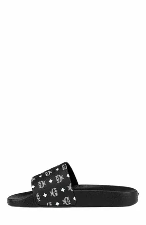 Mcm Monogram Print Rubber Slides