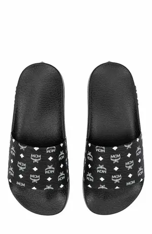 Mcm Monogram Print Rubber Slides