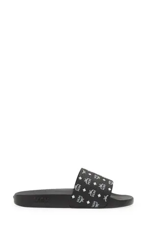 Mcm Monogram Print Rubber Slides