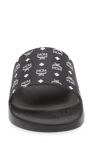 Mcm Monogram Print Rubber Slides