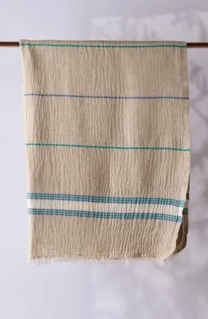 LOOM.IST Hand Loomed Muslin Linen Beach Towel - Blue