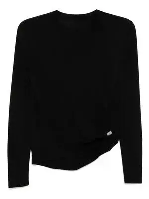 LESS Knitted Draped Top - Black