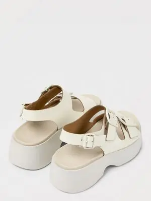Camper Buckled Platform Sandals - White