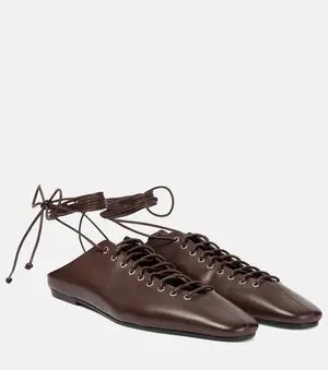 Dries Van Noten Leather Lace-up Flats - Brown