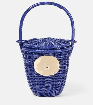 PATOU Embellished Wicker Bucket Bag - Blue