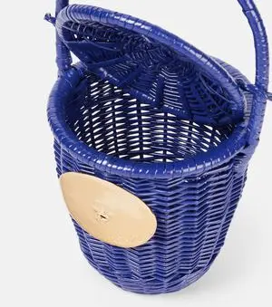 PATOU Embellished Wicker Bucket Bag - Blue