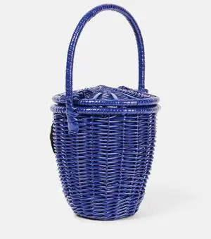 PATOU Embellished Wicker Bucket Bag - Blue